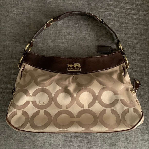 Coach | Bags | Coach Medium Brown Tan Patterned Shoulder Bag | Poshmark